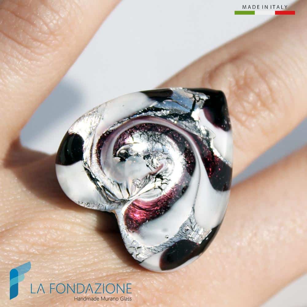 Anello fascia Cuore regolabile | Gioielli in vetro | La Fondazione